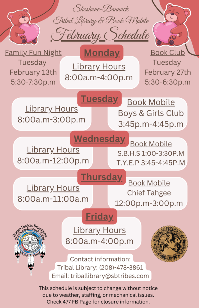 Visit the Book Mobile in February | Shoshone-Bannock Tribes