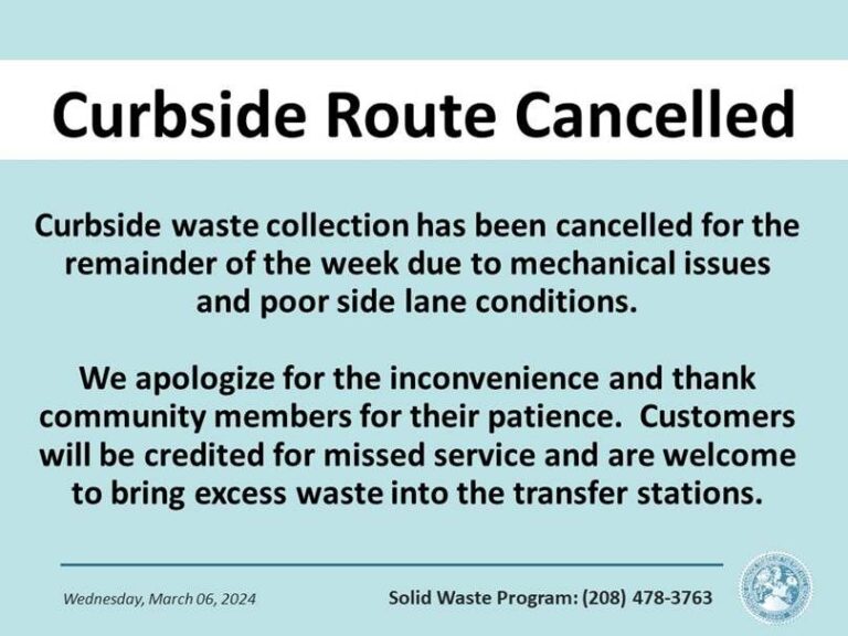 Solid Waste Notice: Curbside Pickup Cancelled March 6th – 10th ...