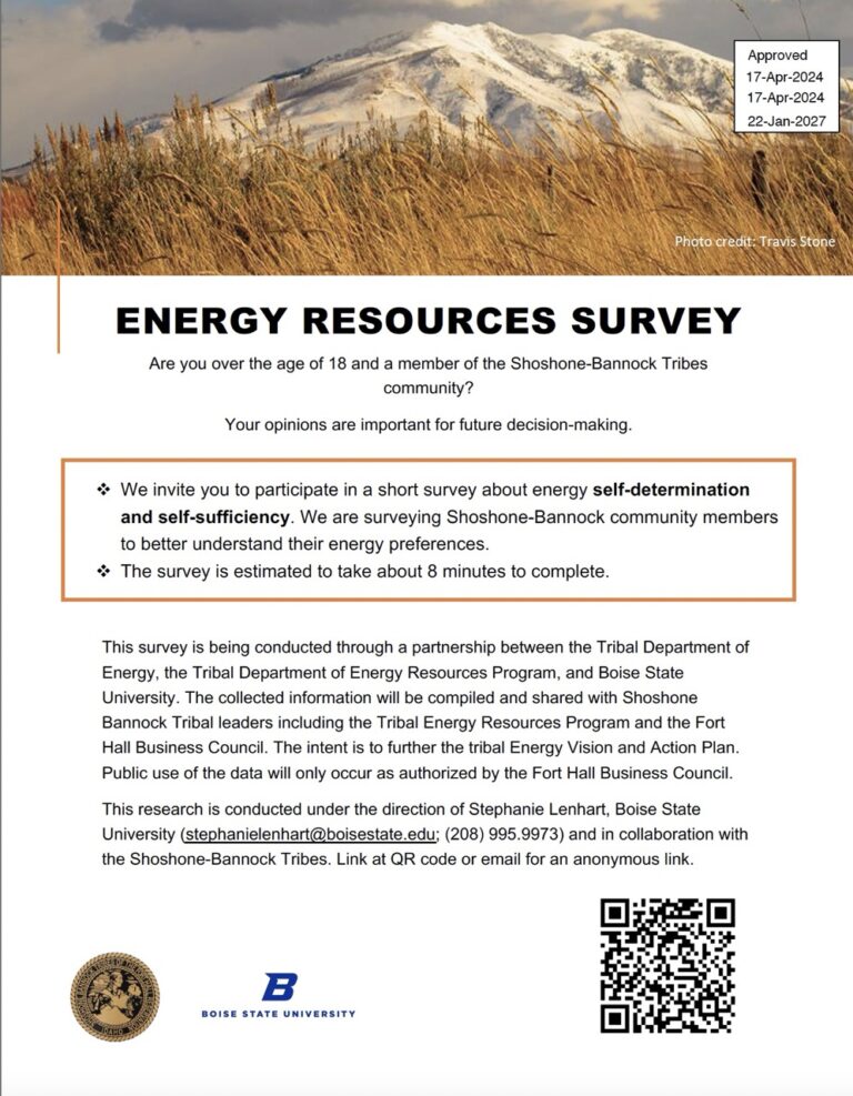 Community Survey on Energy Topics | Shoshone-Bannock Tribes