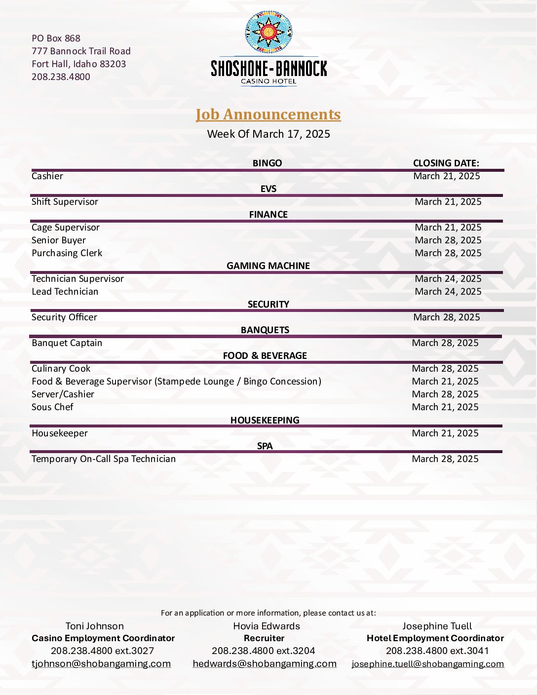 Employment | Shoshone-Bannock Tribes