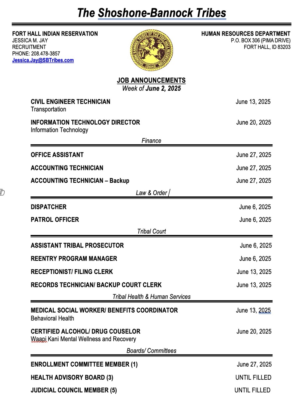 Employment | Shoshone-Bannock Tribes