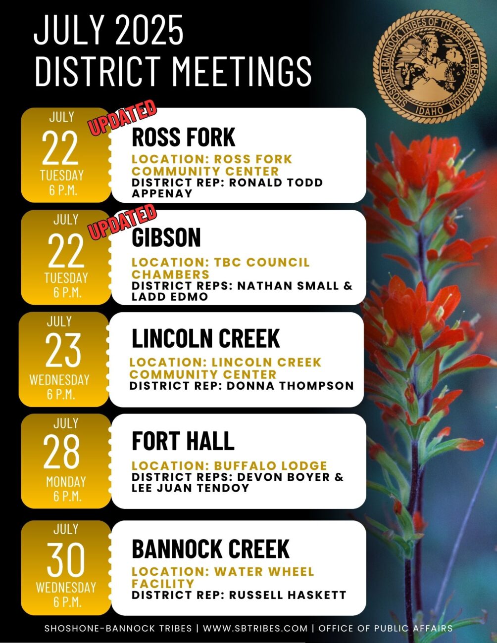 District Meeting for July 2025 | Shoshone-Bannock Tribes