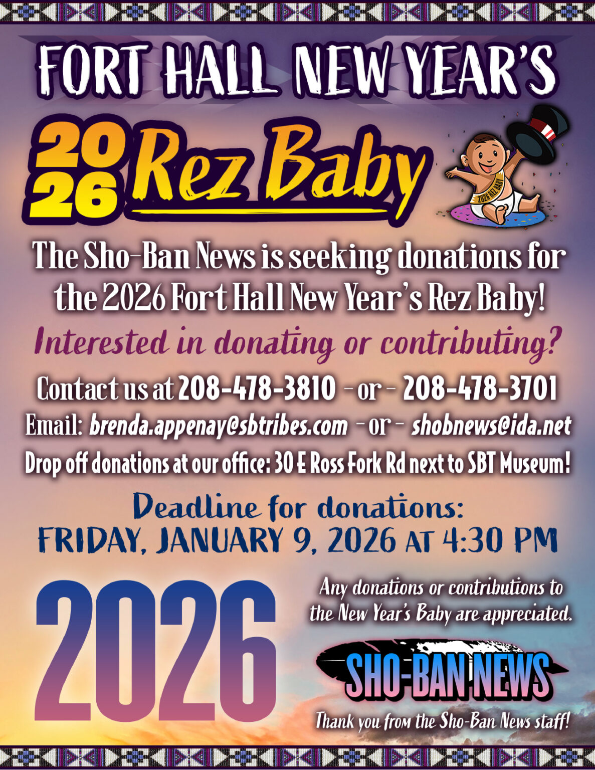 Seeking donations for the 2026 Rez New Year’s baby | Shoshone-Bannock ...