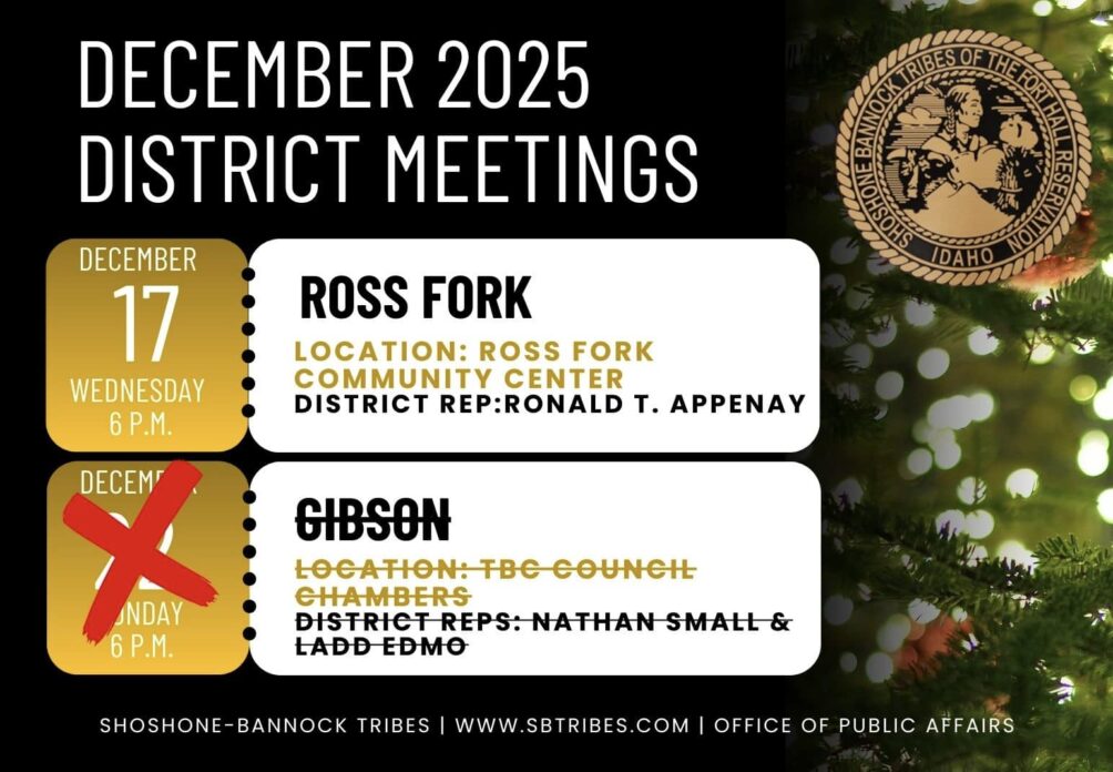 December District Meetings | Shoshone-Bannock Tribes
